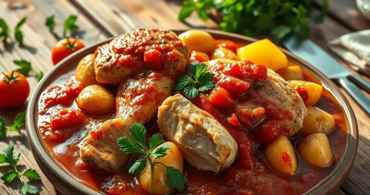 Como Fazer Frango Cozido Com Batata E Molho De Tomate?